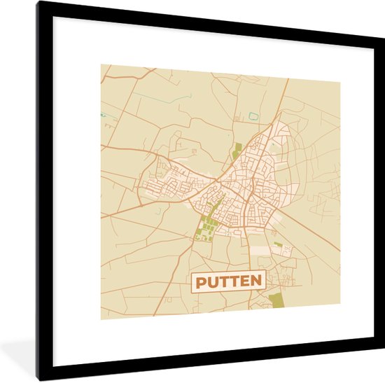 Fotolijst incl. Poster - Putten - Stadskaart - Kaart - Plattegrond - 40x40 cm -... | bol