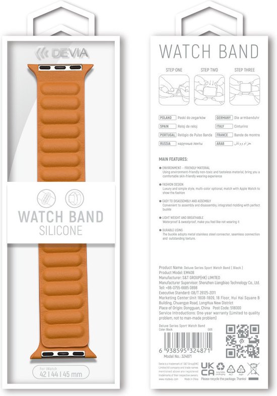 Devia Two-Tone Apple Watch bandje 42/44/45mm Midnight - geschikt voor ...