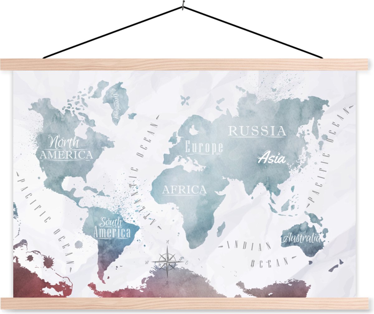 Schoolplaat - Textielposter - Wereldkaart - Kleur - Topografie - 90x60 cm - Textiel poster | bol.com