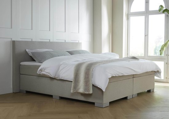 Boxspring Milano beige - 160x200 - Beige - met gratis topper! | bol.com