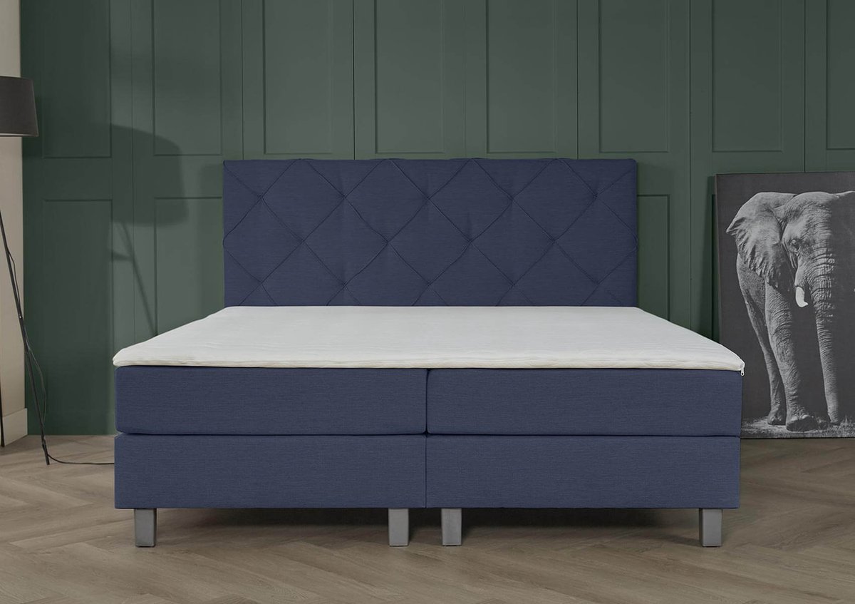 Boxspring Porto - 160x200 - Blauw - met gratis topper! | bol.com