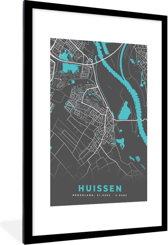 Fotolijst incl. Poster - Huissen - Stadskaart - Kaart - Plattegrond ...