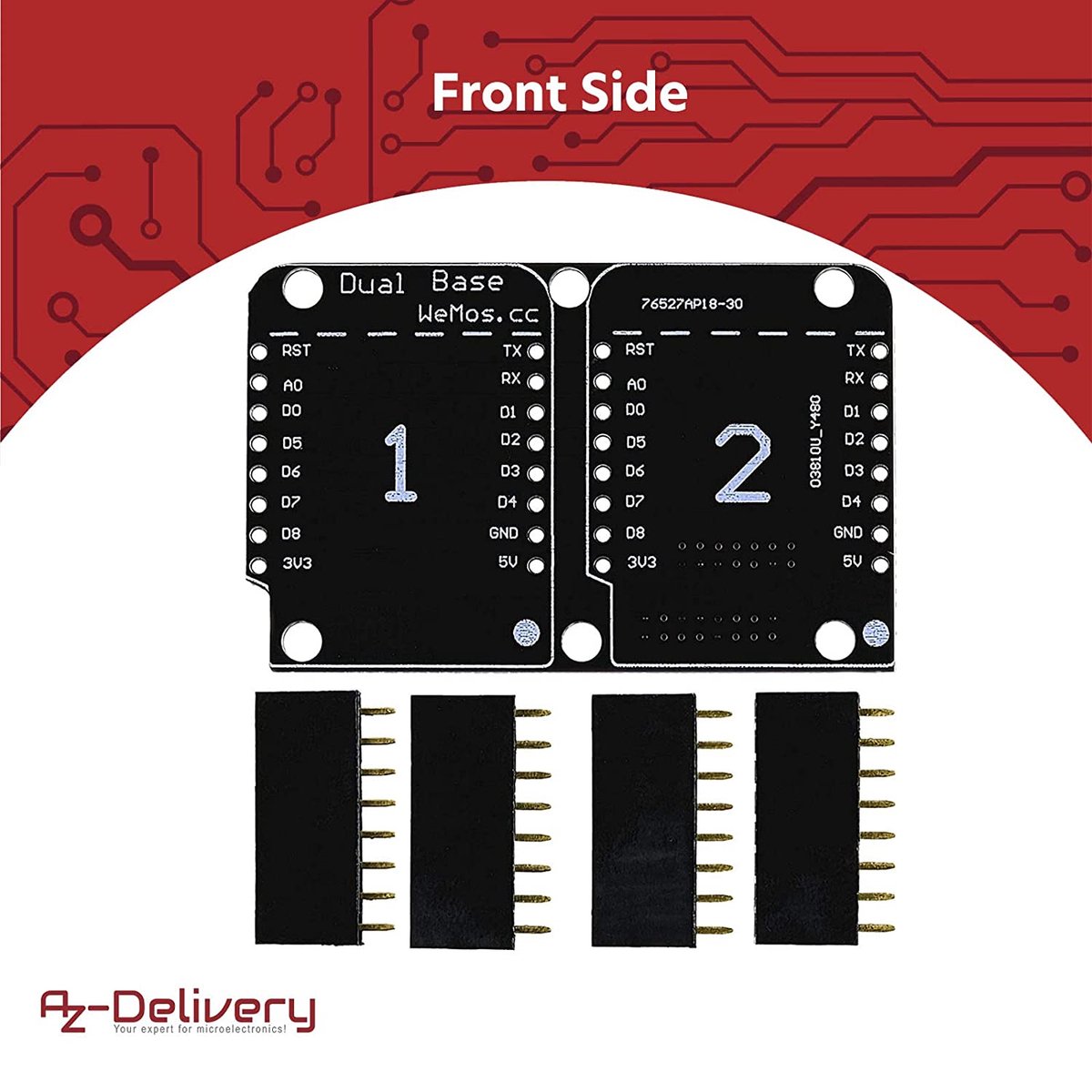 AZDelivery 5 x Dual Base Shield PCB Board D1 Mini NodeMCU ESP8266 ...
