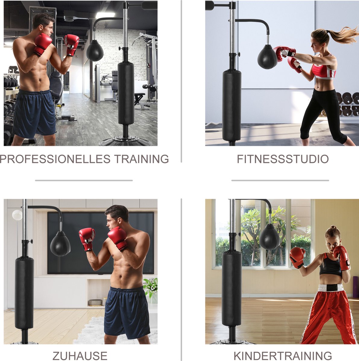 HOMCOM Support de boxe sac de boxe set de boxe 160-230 cm réglable en ...