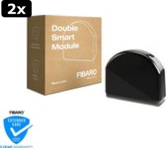 2x FIBARO Double Smart Module - Potentiaalvrije schakelaar - Z-Wave ...