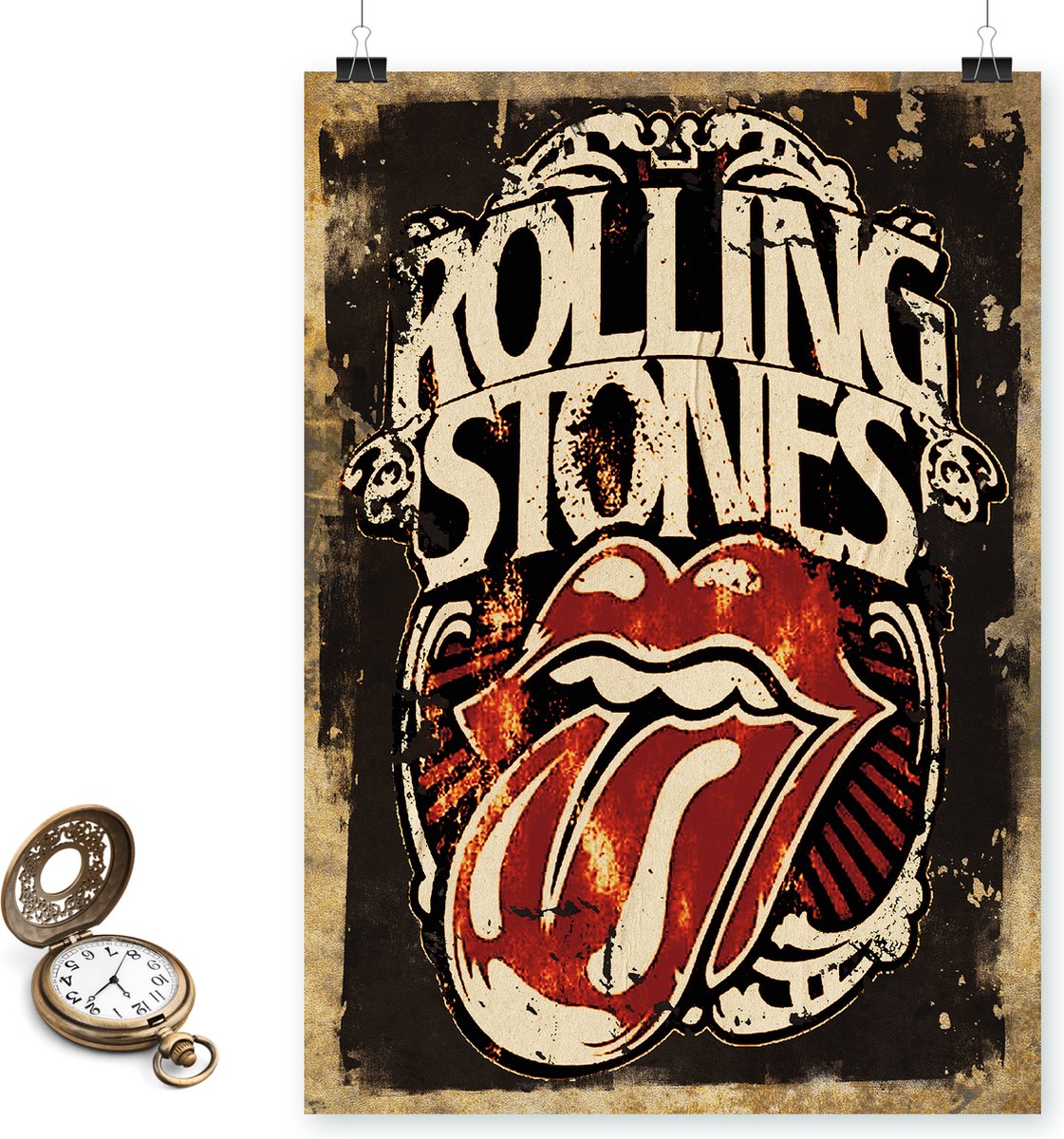 Vintage grunge poster Rolling Stones - Muurdecoratie - Verkrijgbaar in ...