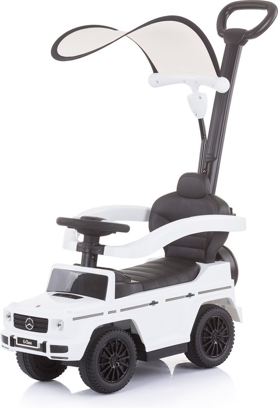 Loopauto Mercedes G350 wit, 3 in 1 met duwstang en luifel | bol.com