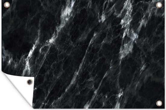 Affiche de jardin texture marbre blanc sur noir toile en vrac 120x80 cm ...