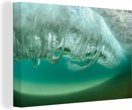 Canvas Schilderij Een vortex van golven - 140x90 cm - Wanddecoratie | bol.com