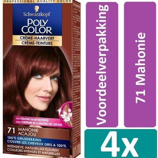 Poly Color Haarverf - 71 Mahonie - 4 stuks - Voordeelverpakking | bol