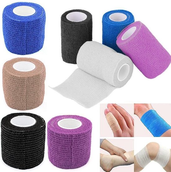 Zelfklevend elastisch verband kleurrijke sporttape, EHBO-tool [roze ...