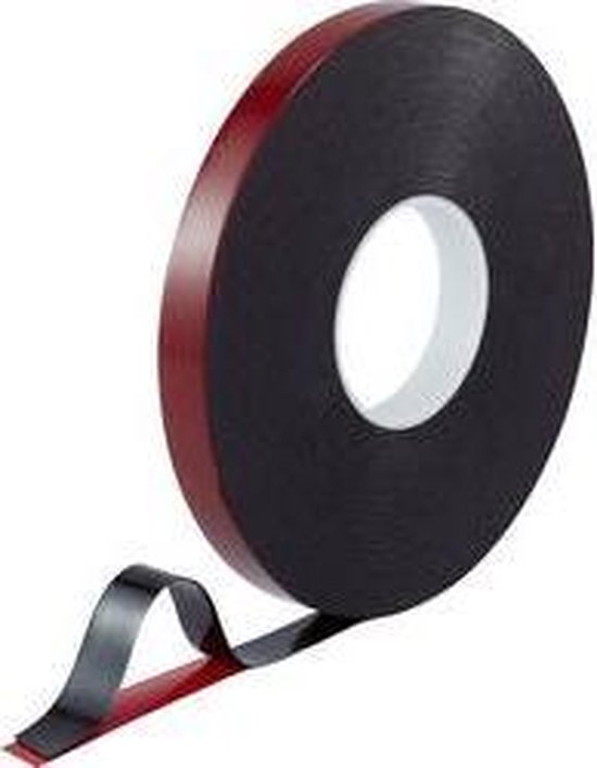 TOOLCRAFT 93038c185 93038c185 Dubbelzijdige tape Rood/zwart (l x b) 30 m x 20 mm 1 stuk(s) | bol