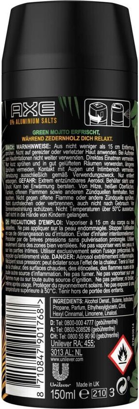 Axe - Deodorant - Spray - Wild - Green Mojito & Cedarwood - 150ml | bol