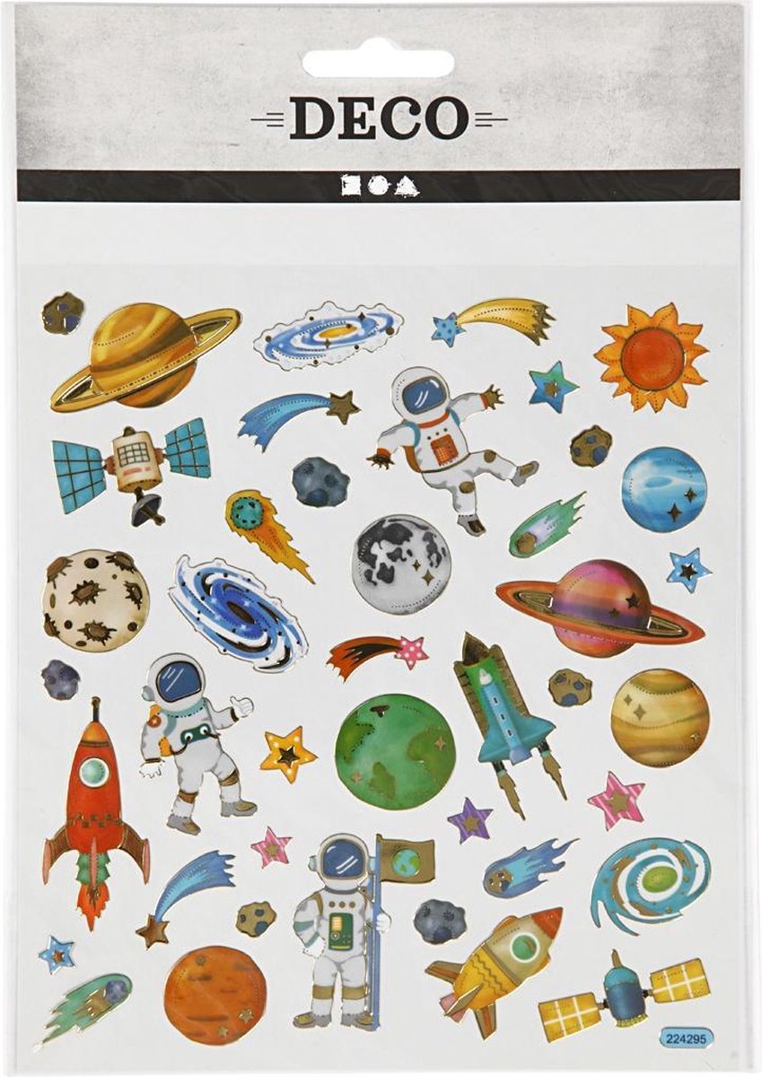 Stickers. ruimte. 15x16.5 cm. 1 vel | bol.com