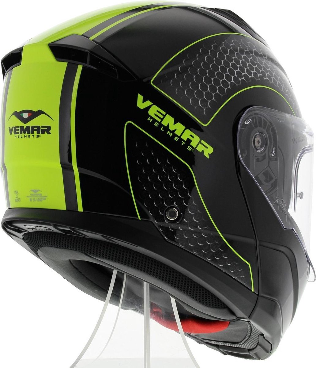 Vemar Sharki systeemhelm motorhelm Hive glans zwart fluo geel XS | bol.com