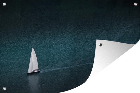 Tuinposter - Tuindoek - Tuinposters buiten - Zeilboot met groot wit ...