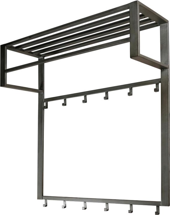 Industry kapstok 2x6 haken/roede met hoedenplank | bol