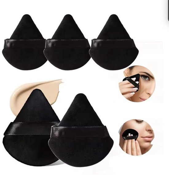 Poederdons - Powder puff - Zwart - 5 stuks - 7CM - Poeder aanbrengen ...