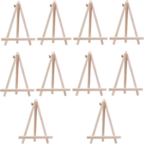Allecto Plus - Mini-ezel van hout 8 x 15 cm - 10 stuks - Tafelezel voor ...