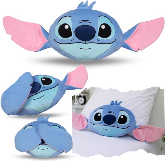 DISNEY Stitch Sierkussen, decoratief 3D, blauw GEVORMD KUSSEN 31x41 cm ...
