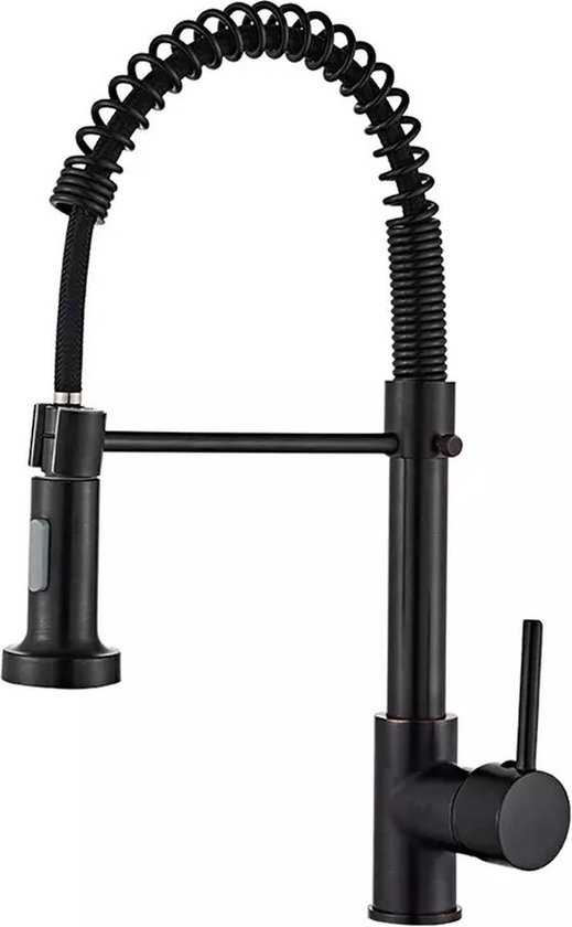 Zwarte Keukenkraan met Uittrekbare Uitloop | Mengkraan | Flexibele Slang | bol