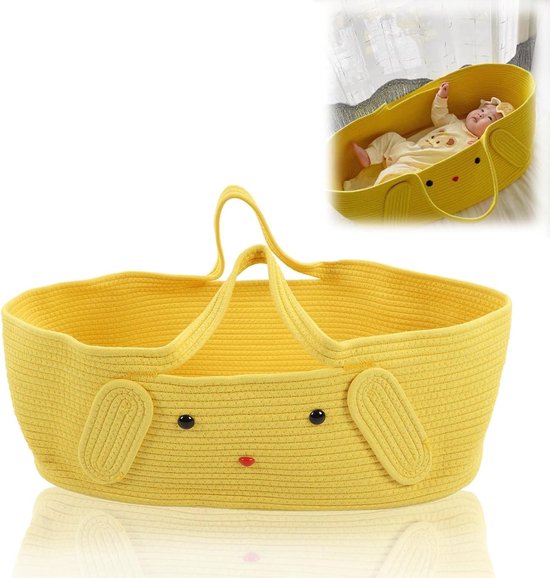 Allecto Plus - Draagbare Baby Mozes Mand - Geel - Katoenen Touw ...