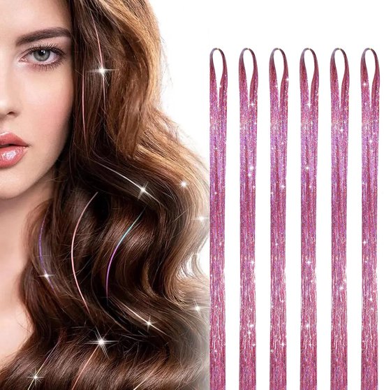 Hair Tinsel Pink 120 cm Lambetta 1200 Glitter Hair Strands Kit Glitter ...