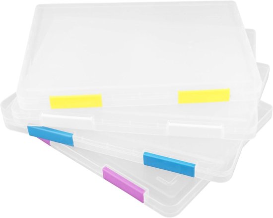 Opbergdozen voor A4 bestanden - Set van 4 - transparant kunststof ...
