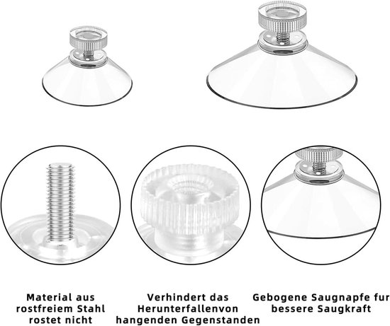 Allecto Plus - Zuignappen Set van 16 stuks met Schroefdraad voor Ramen ...