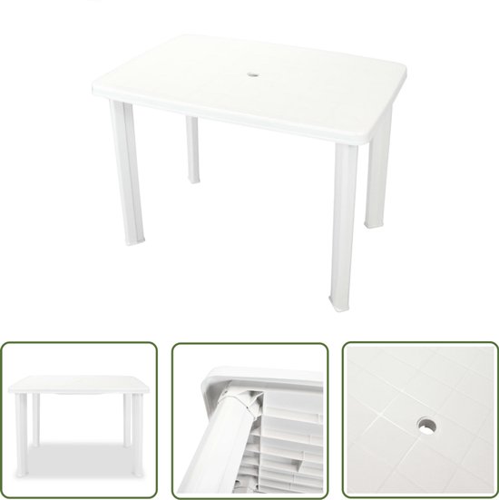 vidaXL Tuintafels - Tuin Tafel - Tuintafel 101x68x72 cm kunststof wit ...