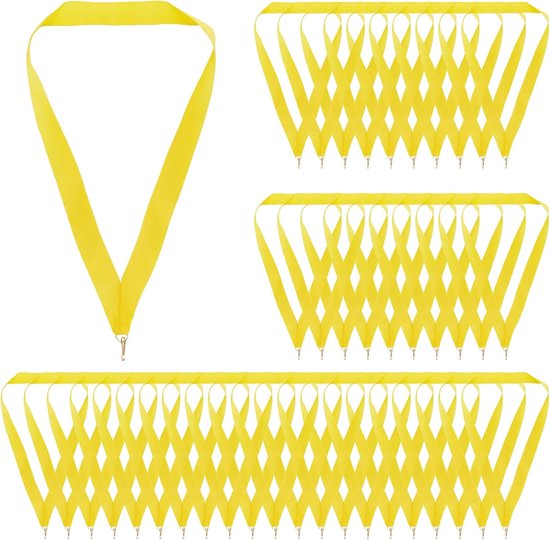 40 stuks gele award lanyards medaille bandjes nek linten polyester plat ...