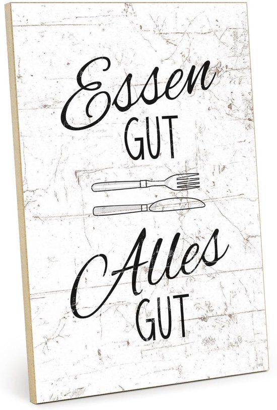 Houten Bord met Spreuk - Eten - Vintage Look Keuken Decoratie | bol