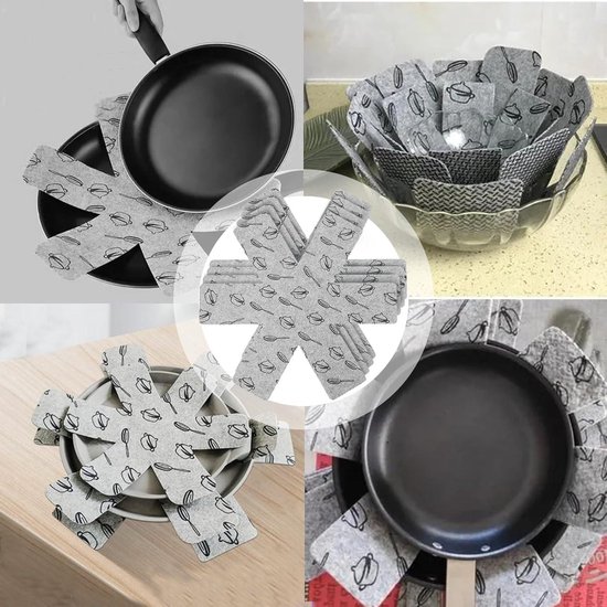 Pan Protectors - Pack of 10, Heat-Resistant, Adjustable Size Felt Pile ...
