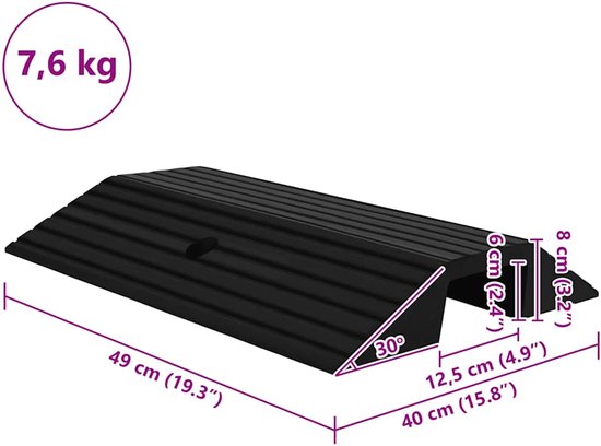 vidaXL Drempelbrug - Rubber - 49x40x8 cm - Max. 5 ton - Anti-slip | bol