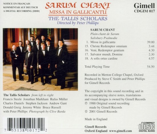 Tallis Scholars, Peter Phillips - Missa In Gallicantu (CD), Tallis ...
