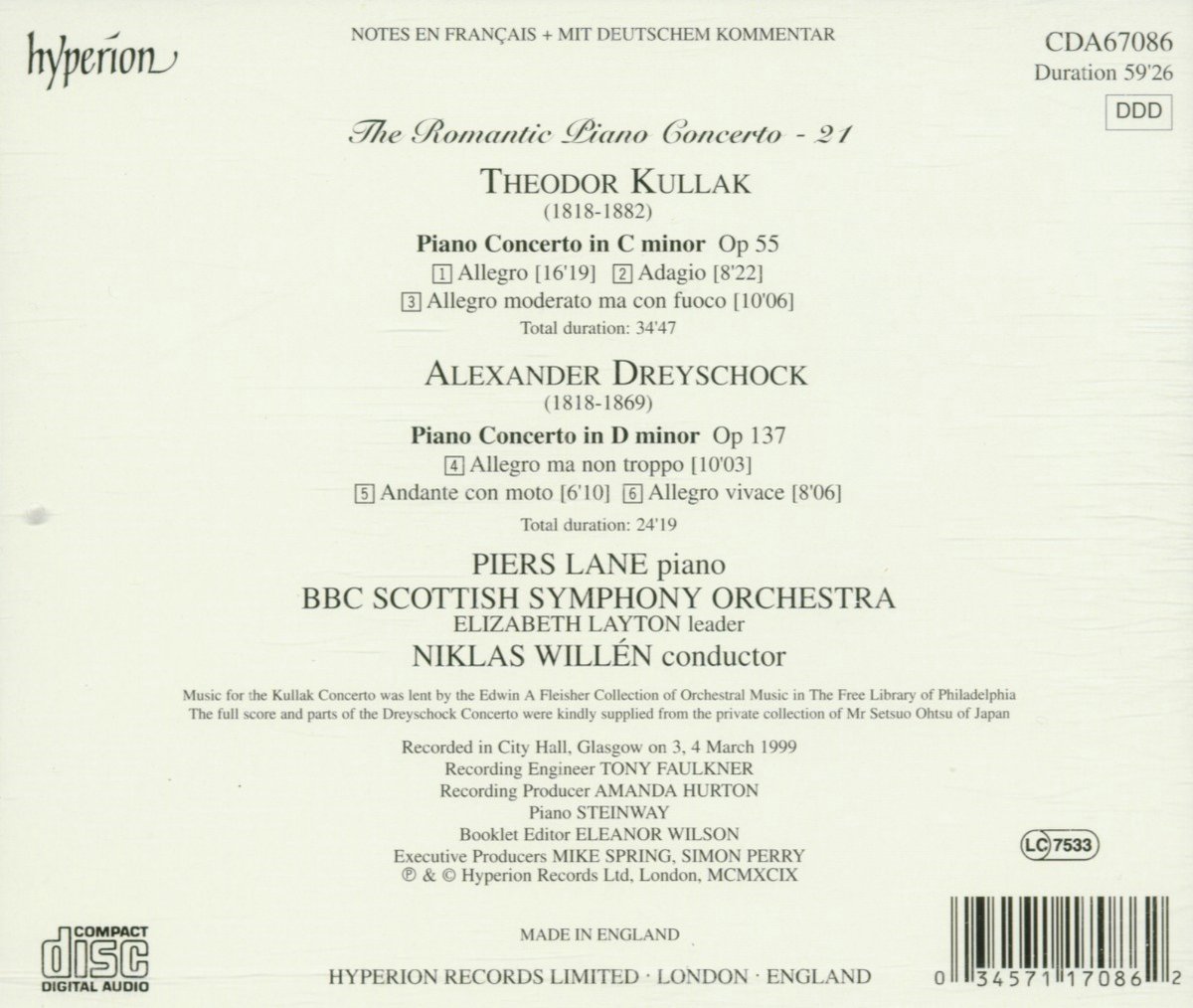 Piers Lane, Niklas Willen, BBC Scottish Symphony Orchestra - Kullak: Romantic Piano... | bol