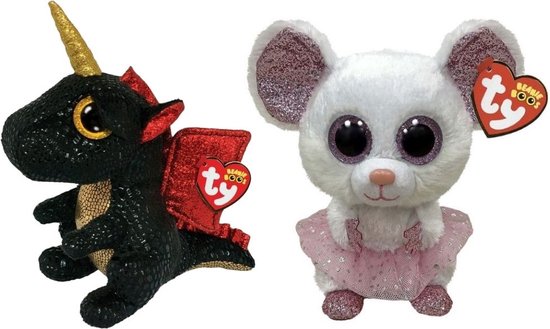 Ty - Knuffel - Beanie Boo's - Grindal Dragon & Nina Mouse | bol.com