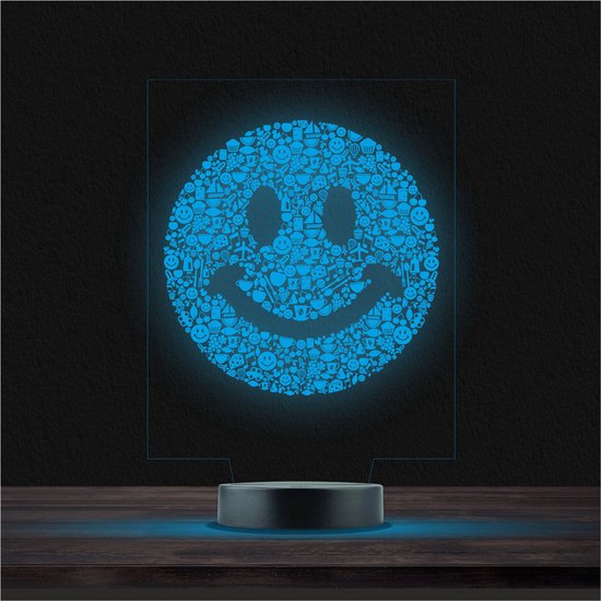 Led Lamp Met Gravering - RGB 7 Kleuren - Smiley | bol