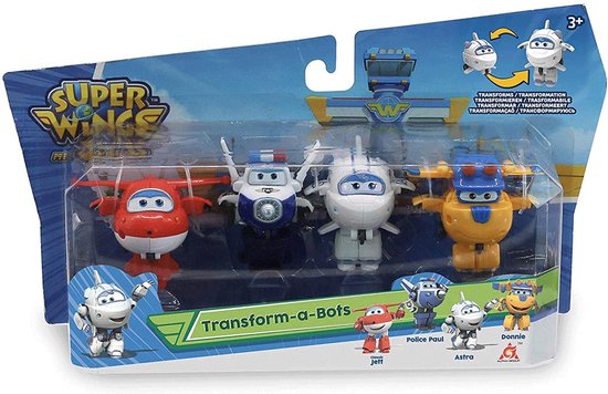 Super Wings Transform-a-bots 4pk (Jett&Paul&Astra&Build-It Donnie ...