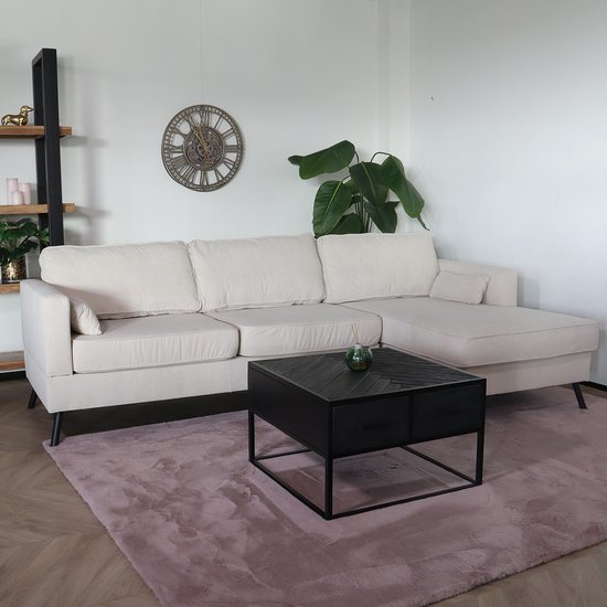 Hoekbank design Lizza 270cm bank beige ribstof loungebank zowel links ...