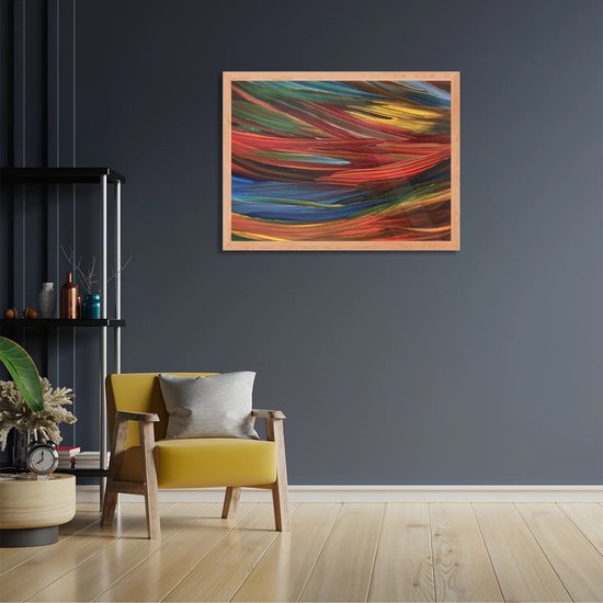 Poster Geschilderde Strepen Kleurrijk Rechthoek Horizontaal Met Lijst XL (70 X 50 CM)... | bol