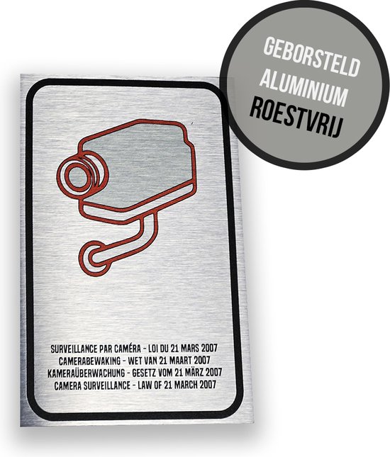 Pictogram geborsteld alu di-bond | Camerabewaking Wetgeving 21 maart ...