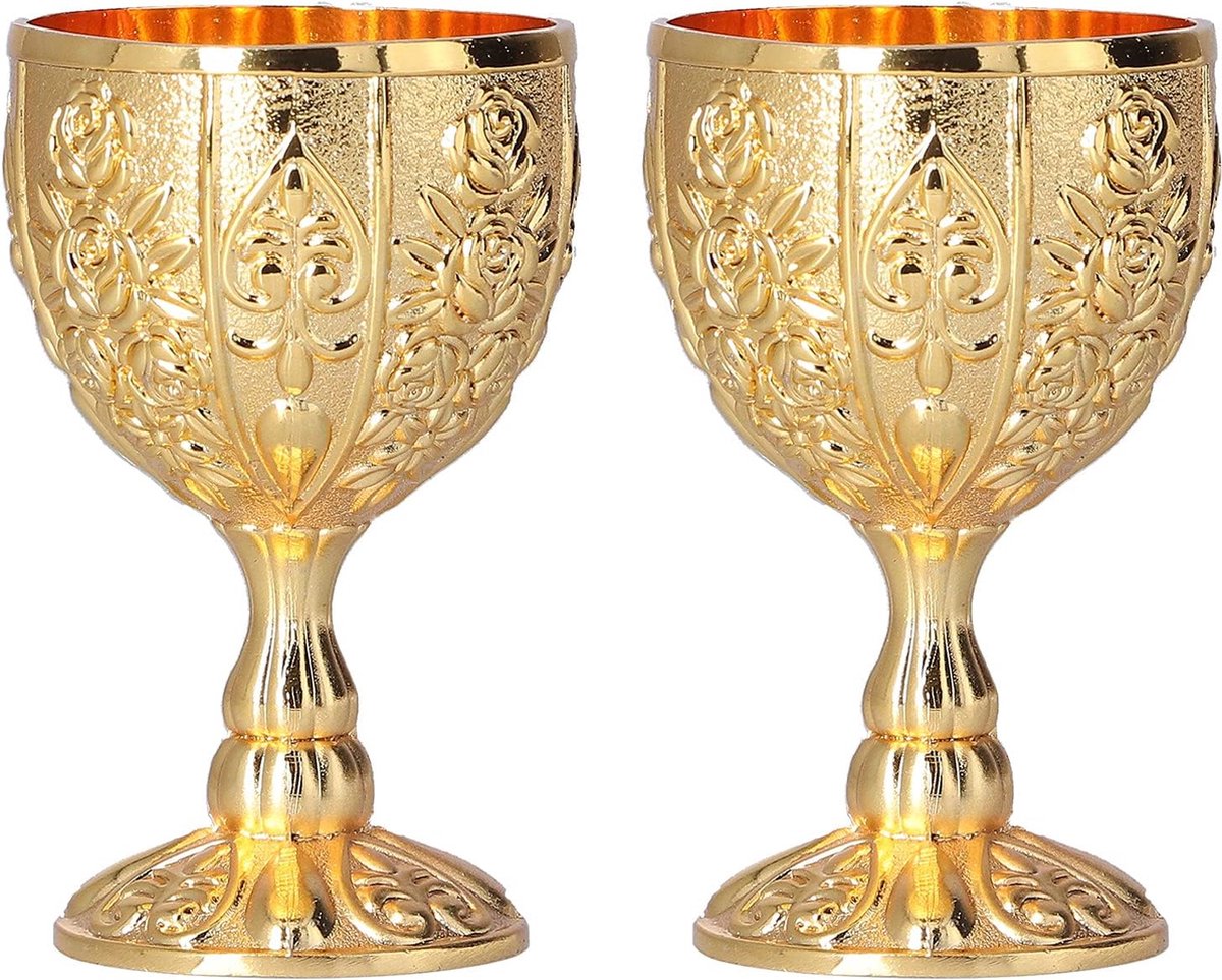 Antieke Gouden Beker, Set van 2 30 ml Vintage Wijnglas Goblet Glazen ...