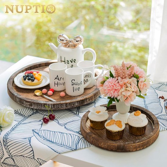 2 Layered Tray Wooden Standard Farmhouse Afternoon Tea Stand for ...