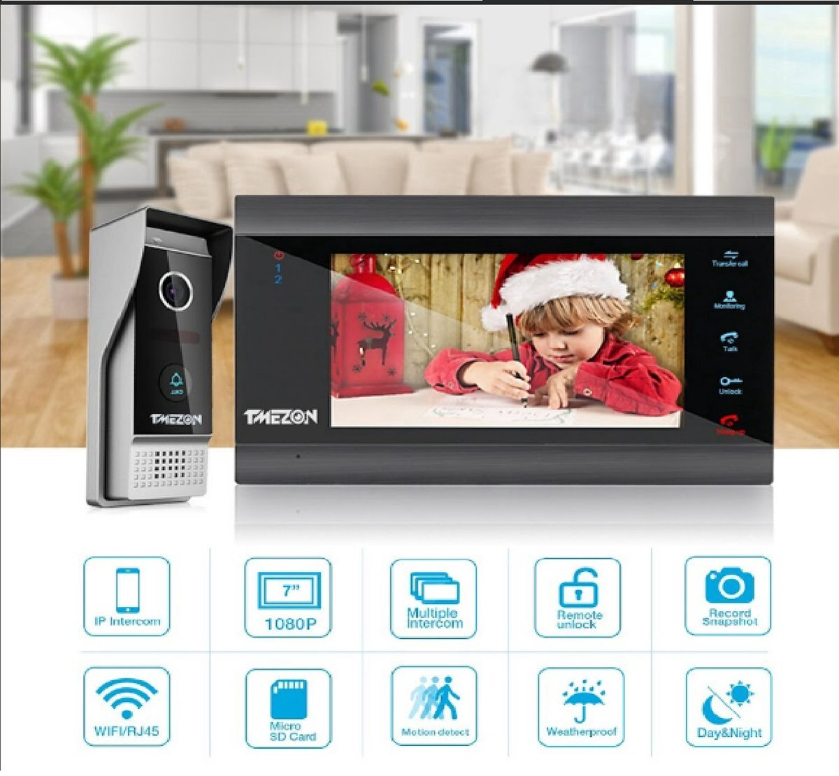 Velox Deurbel met camera - Intercom - Draadloos - LCD scherm - Video ...