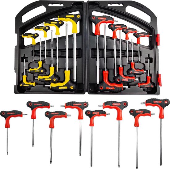 16 stuks inbussleutelset, T-greep Allen Key, impussleutelset lang met ...