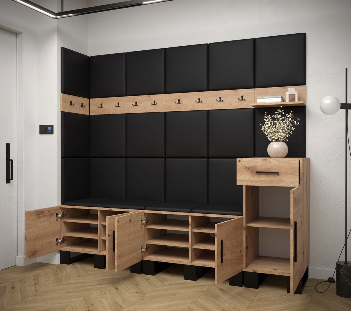 Garderobekast Ganggarderobe Compacte garderobe Vestibule Wandkast Plank ...