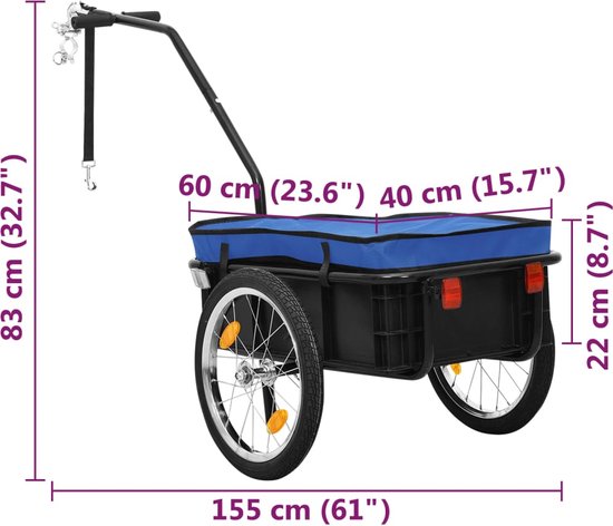 vidaXL Fietskar en Trekwagen - Transportkar met Grote Capaciteit - 155 ...