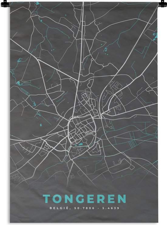 Wandkleed - Wanddoek - Plattegrond – Tongeren – Blauw – Stadskaart ...