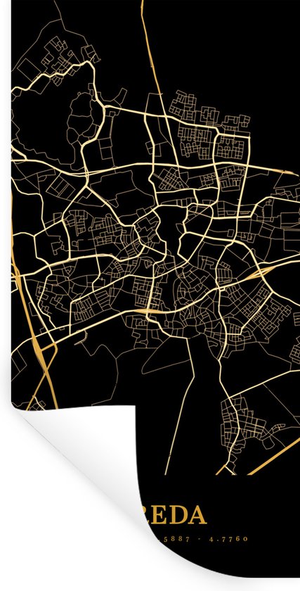 Muurstickers - Sticker Folie - Breda - Plattegrond - Goud - Zwart ...